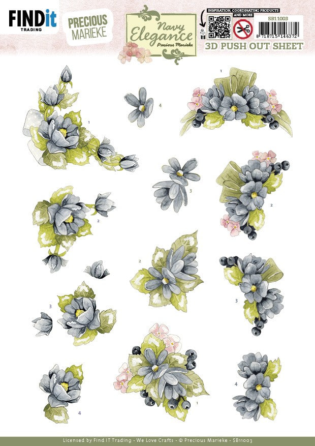 Navy Elegance Die Cut Decoupage - Blue Flowers – Add Some Sparkle