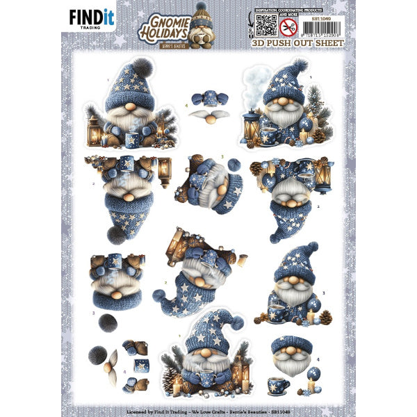 Gnomie Holidays Die Cut Decoupage - Gnomie Blue – Add Some Sparkle