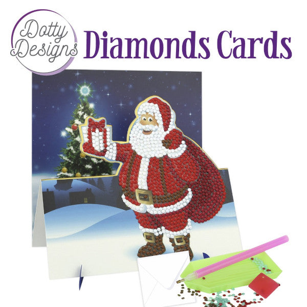 Dotty Design Diamond Easel Card 135 - Santa with Present – Add Some Sparkle